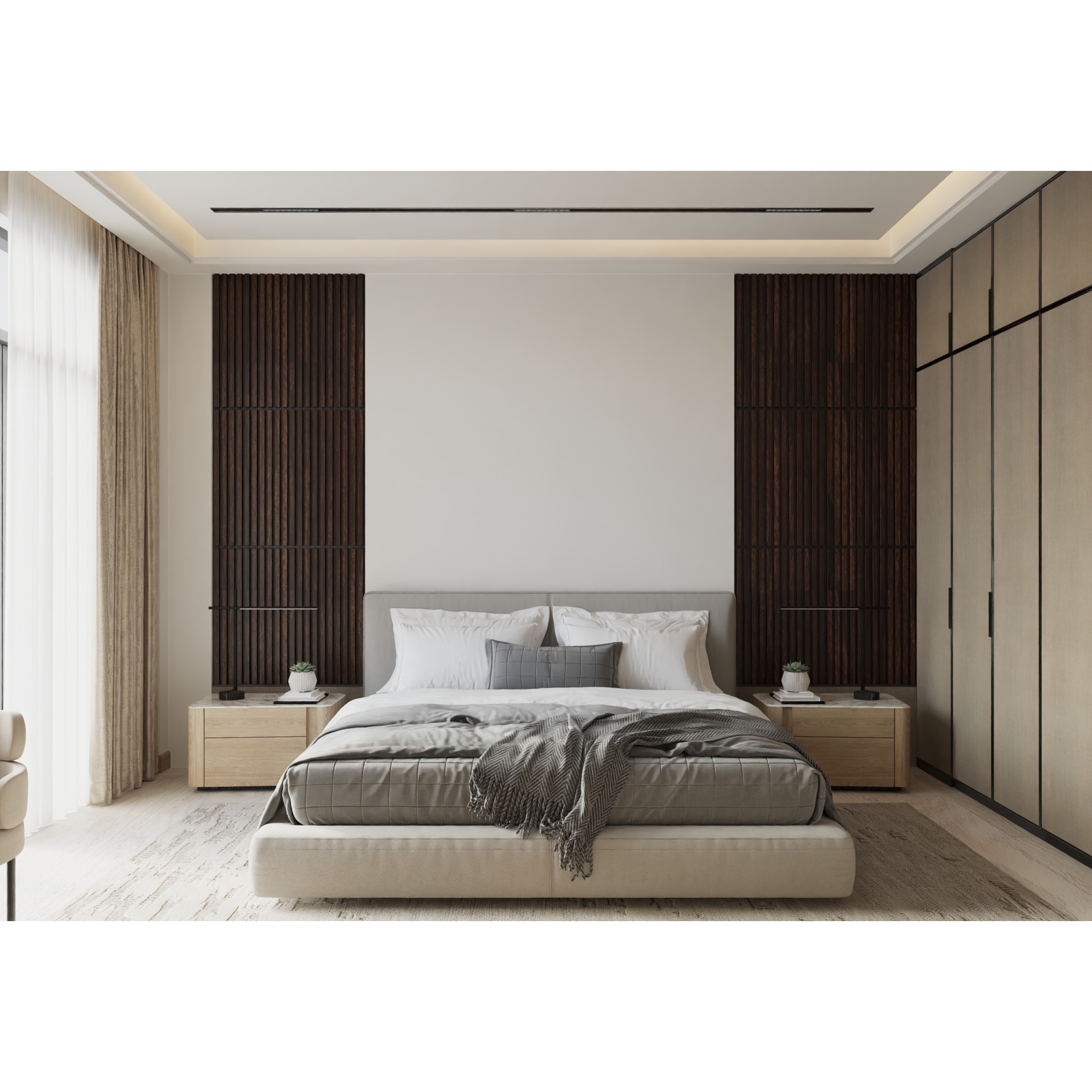 Riflaj MDF decorativ LDA PREMIUM de tip Panou Acoustic, Stejar Tabac ...