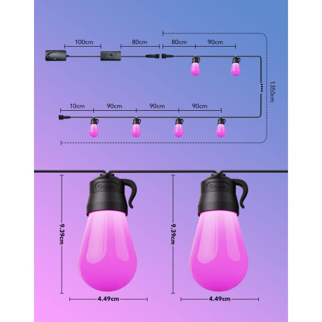 Luminite decorative de exterior Govee, becuri inteligente LED Wifi ...