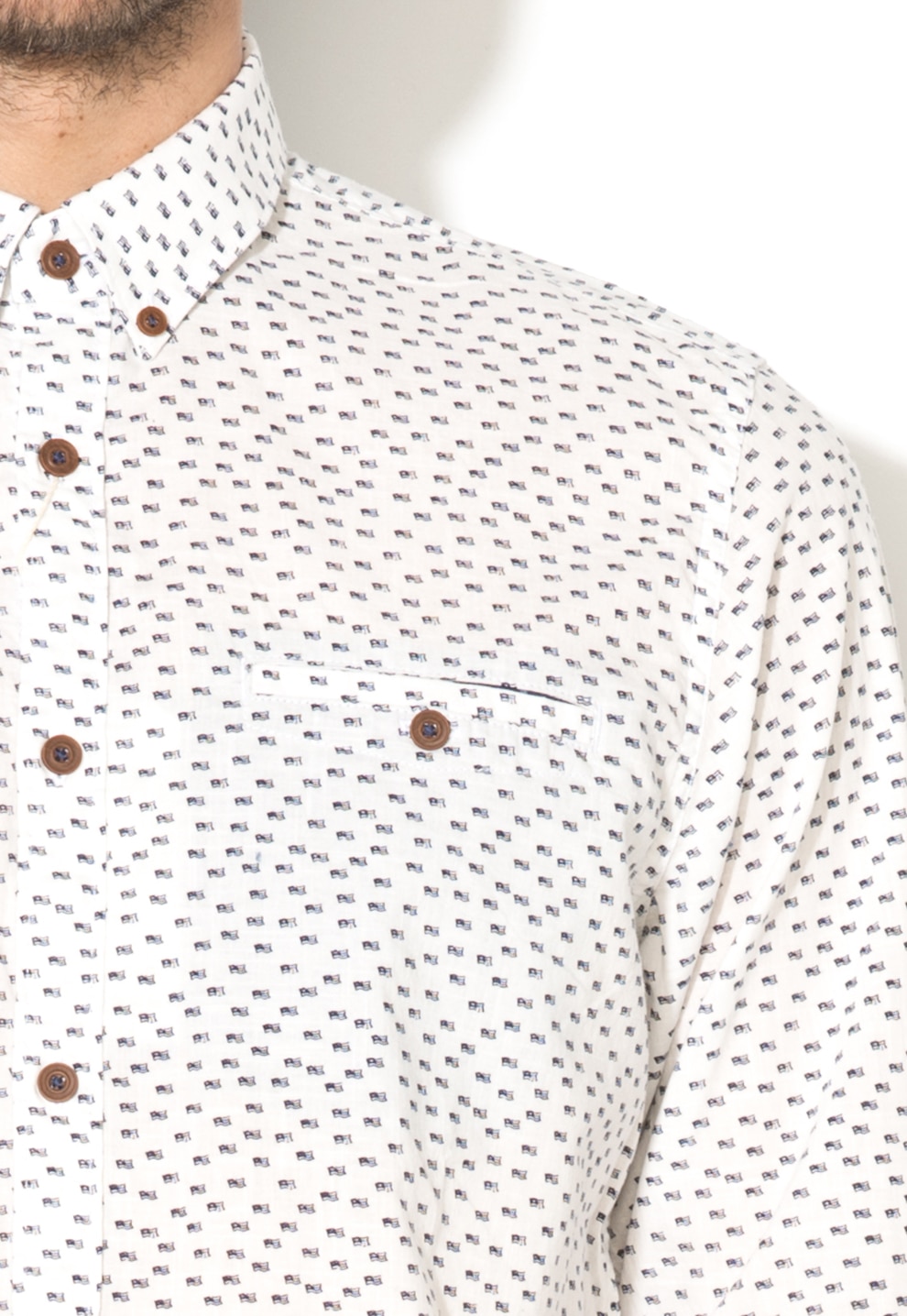 Man White&Navy Shirt With Discreet Print - eMAG.bg