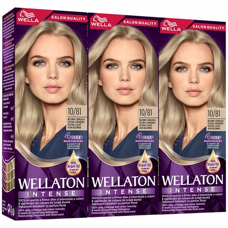 Пакет: 3 x Wellaton Intense 10/81, Ултра светло пепеляво русо - eMAG.bg
