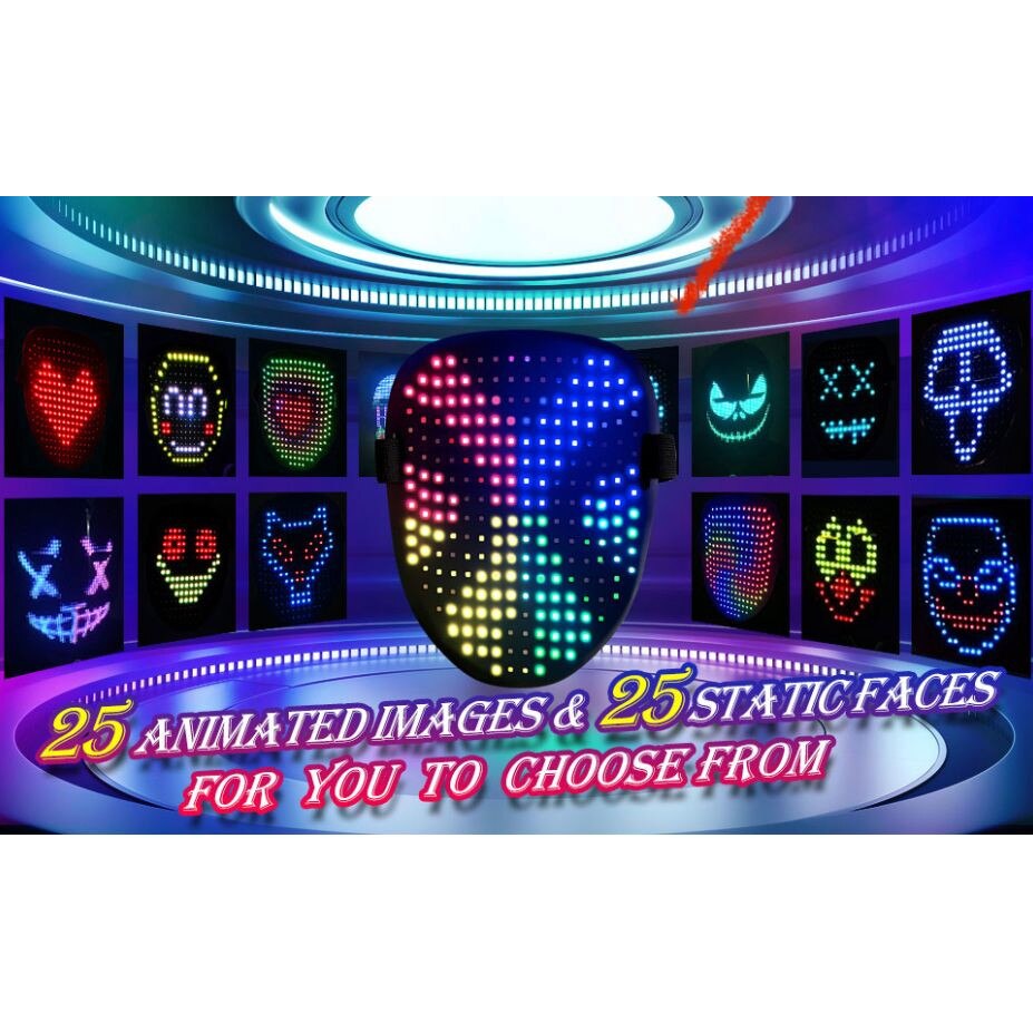 Masca LED RGB inteligenta cu 50 de imagini, schimbare imagine prin ...
