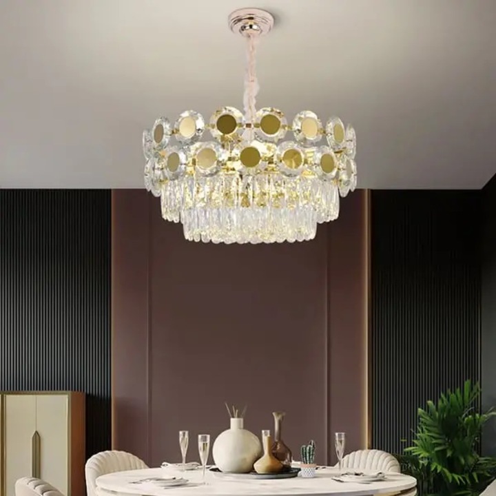 Candelabru modern Gold Lustra cristale dulie 5xE27 diametru 40cm, auriu ...