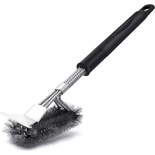Perie pentru curatat gratar, Cafuneplus®, sarma si racleta, inox, 2in1 ...