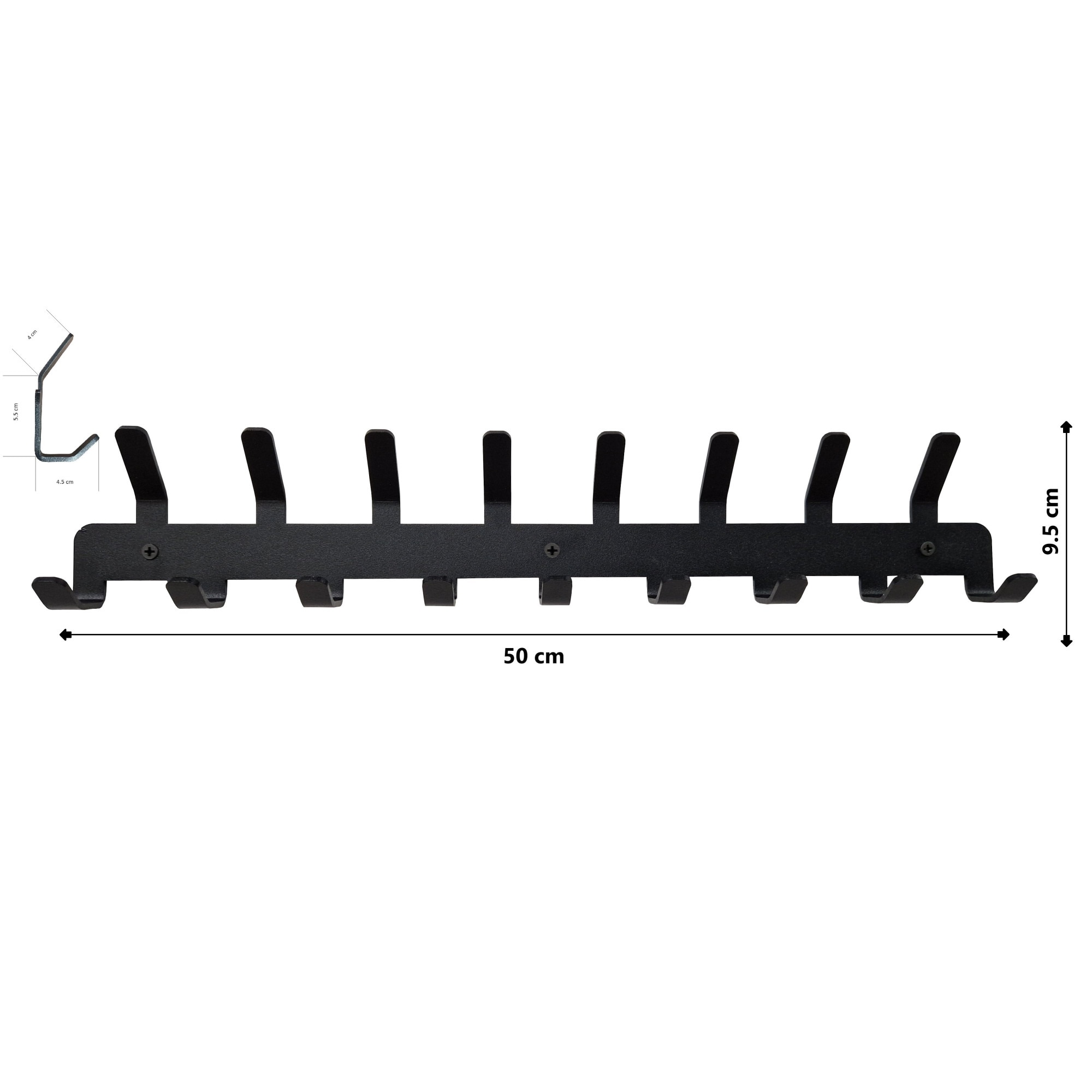 Cuier metalic Simplu17 agatatoare, 9.5x50 cm, Negru - eMAG.ro
