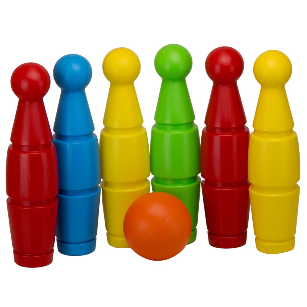 Set bowling multicolor, 6 popice, 1 minge, plastic, OnemisFlot - eMAG.ro