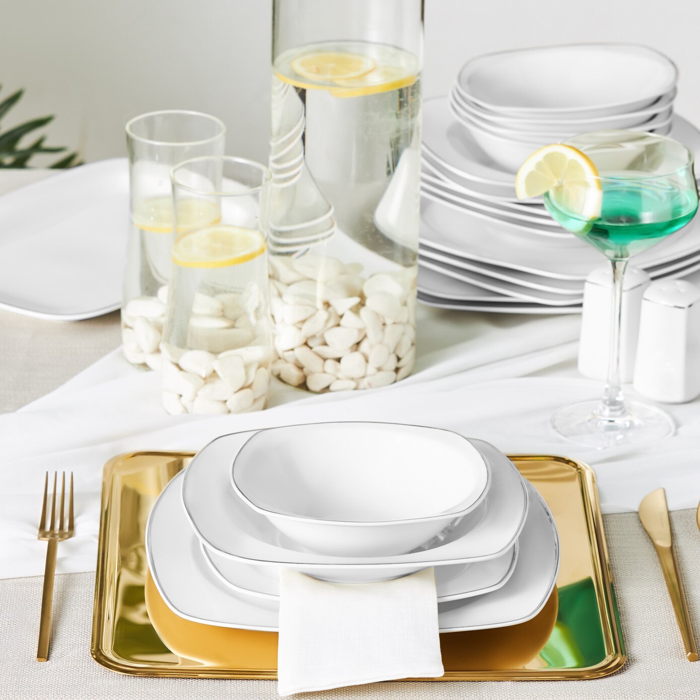 Set de vesela pentru 6 persoane Roman Platinium, Karaca, Portelan, 27 ...