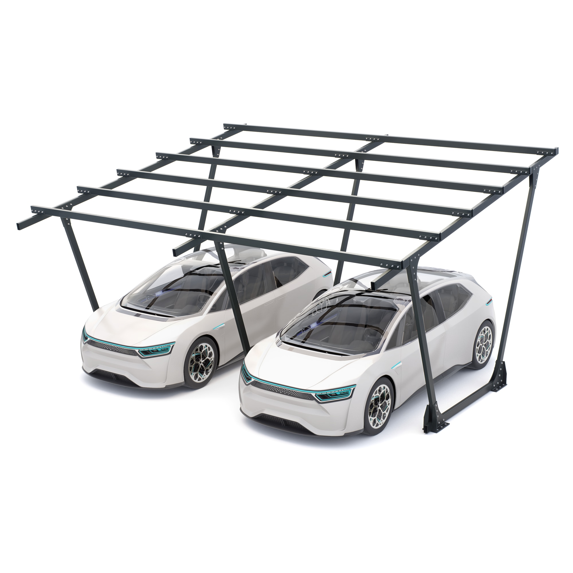Structura carport auto, Todome, Model 02, 2 locuri, Metal, Gri antracit ...