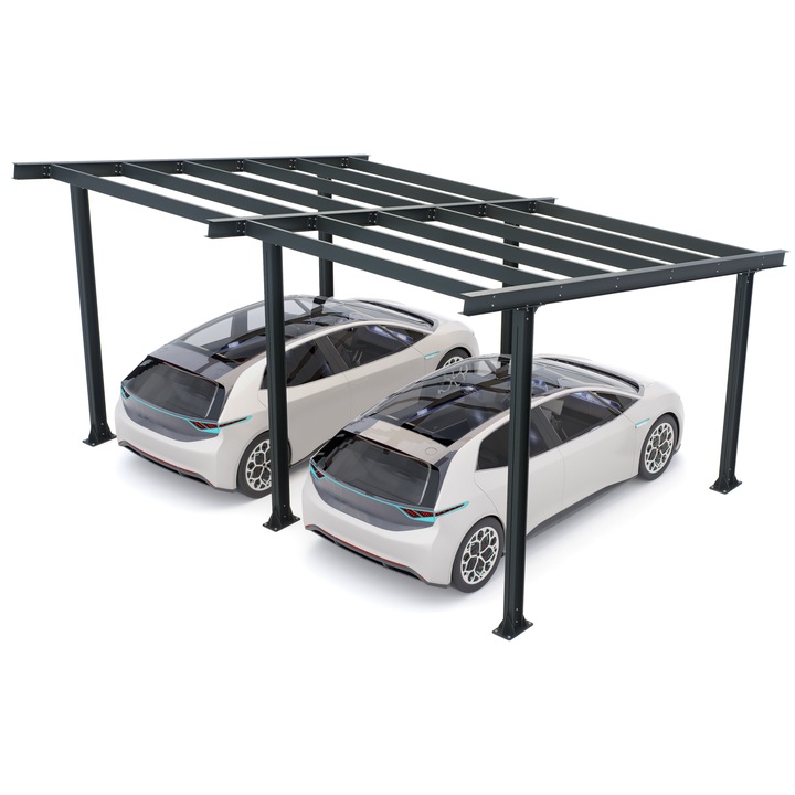 Structura carport auto, Todome, Model 05, 2 locuri, Metal, Gri antracit ...