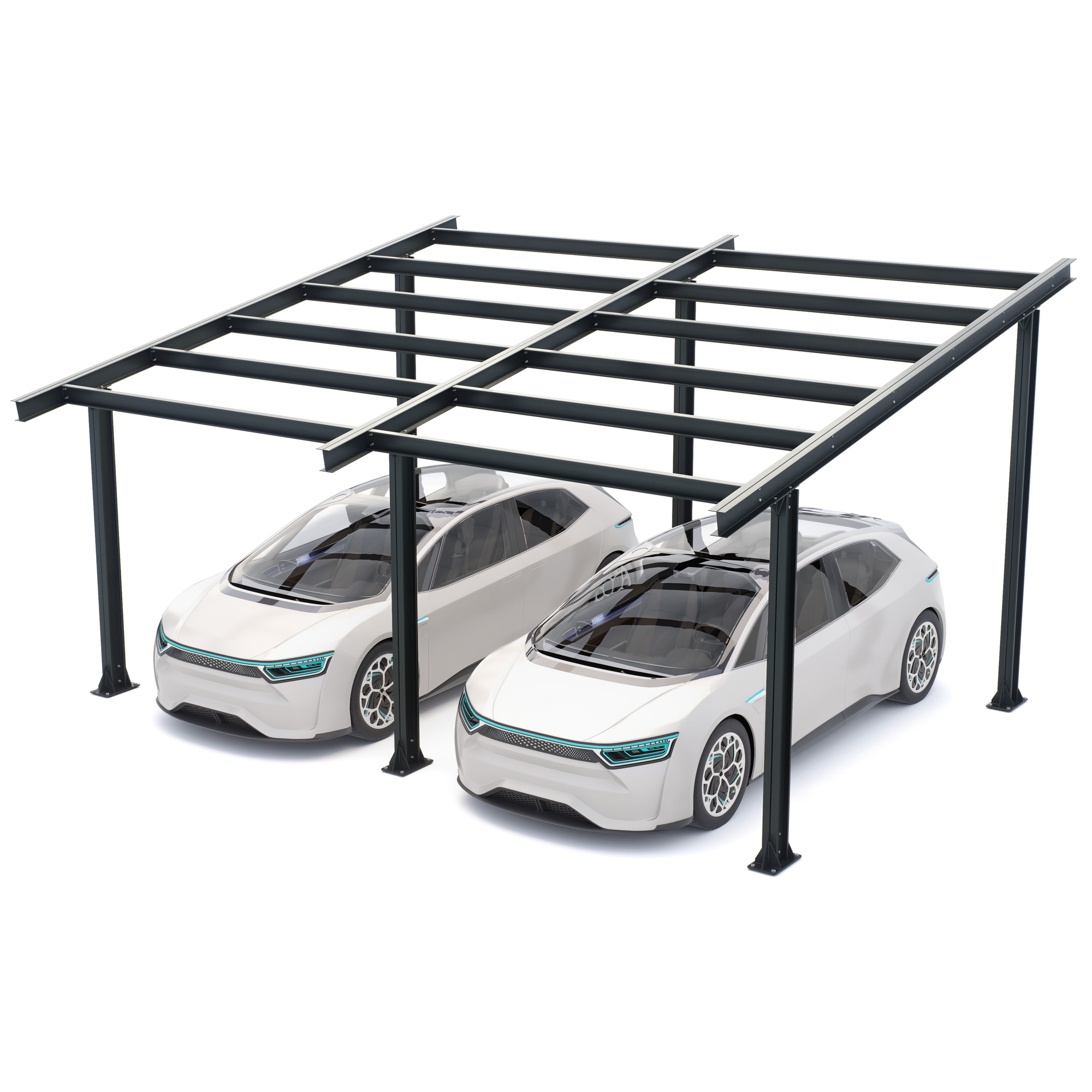 Structura carport auto, Todome, Model 05, 2 locuri, Metal, Gri antracit ...