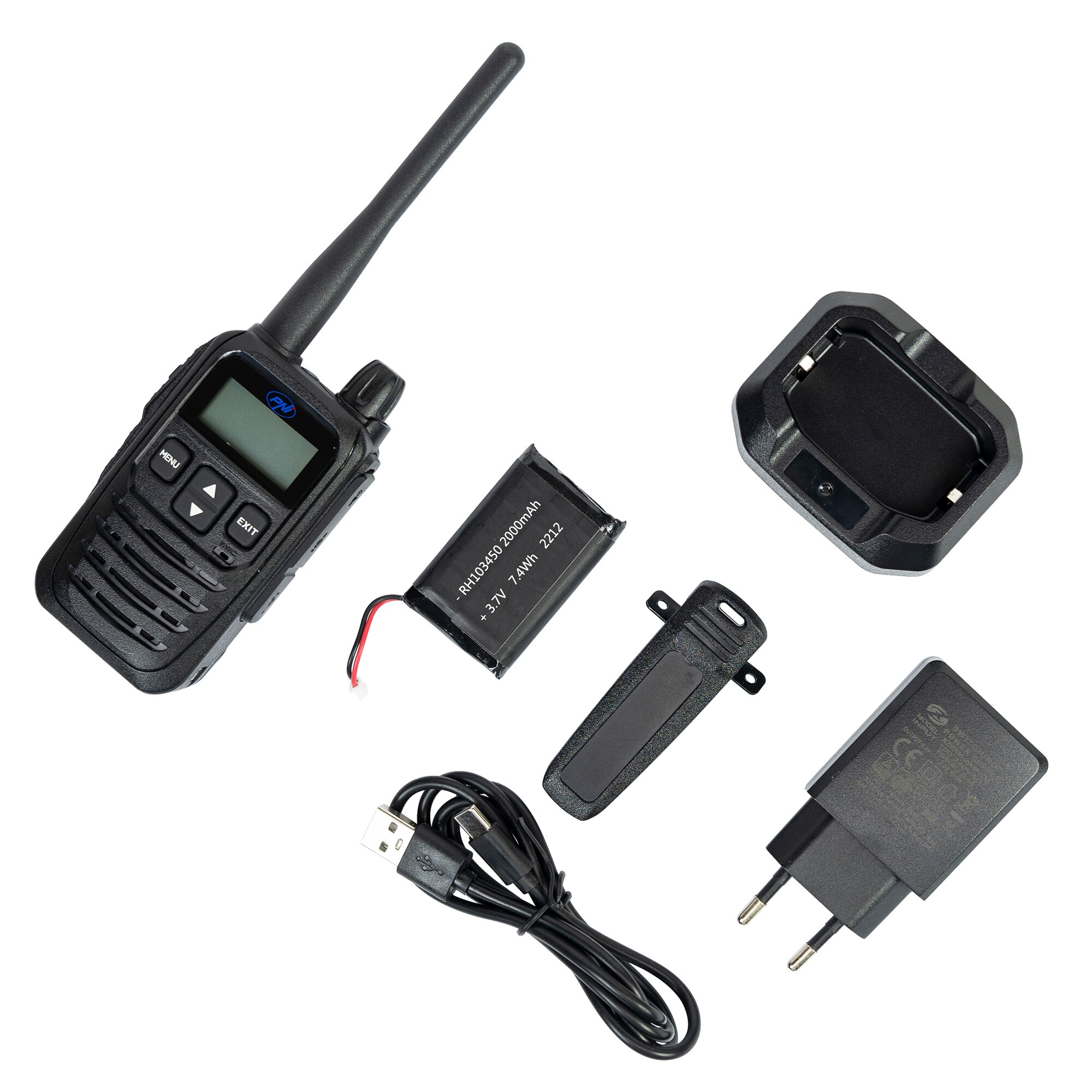 Statie radio portabila PNI PMR R45 PRO 446MHz, 0.5W, 99 canale programabile, 16 PMR si tonuri 38 ...