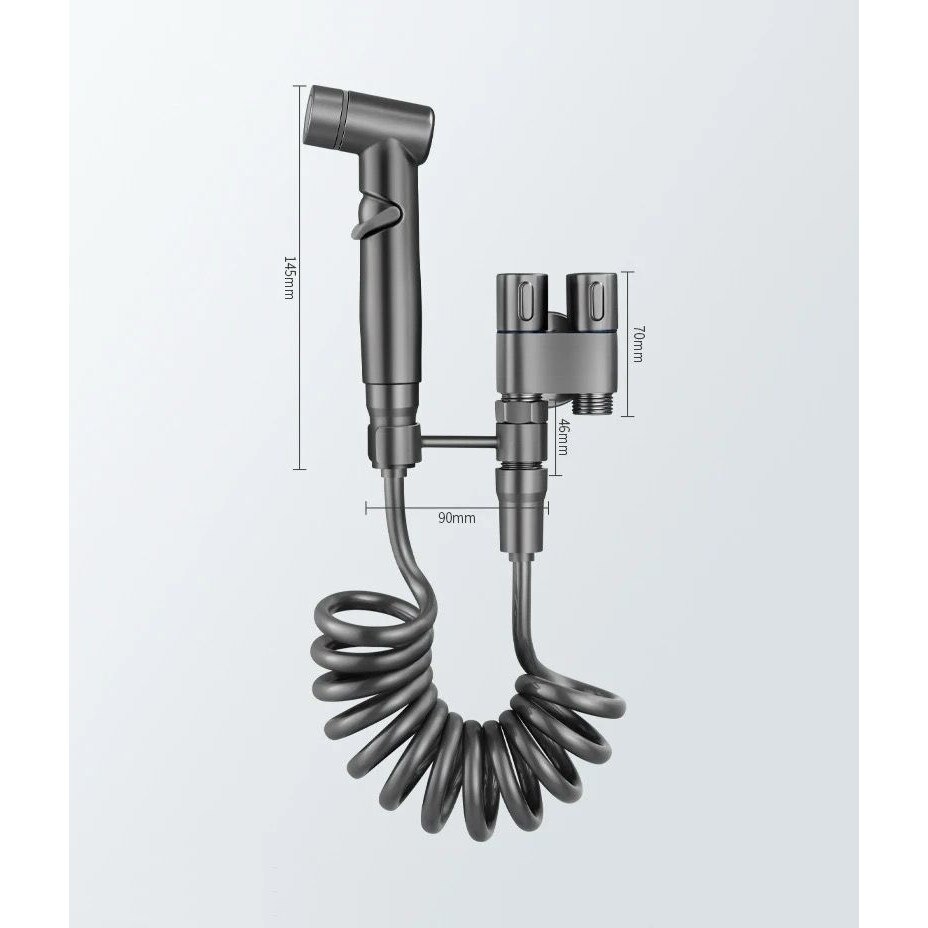 Set de dus cu functie bideu, Otel inoxidabil, Negru - eMAG.ro