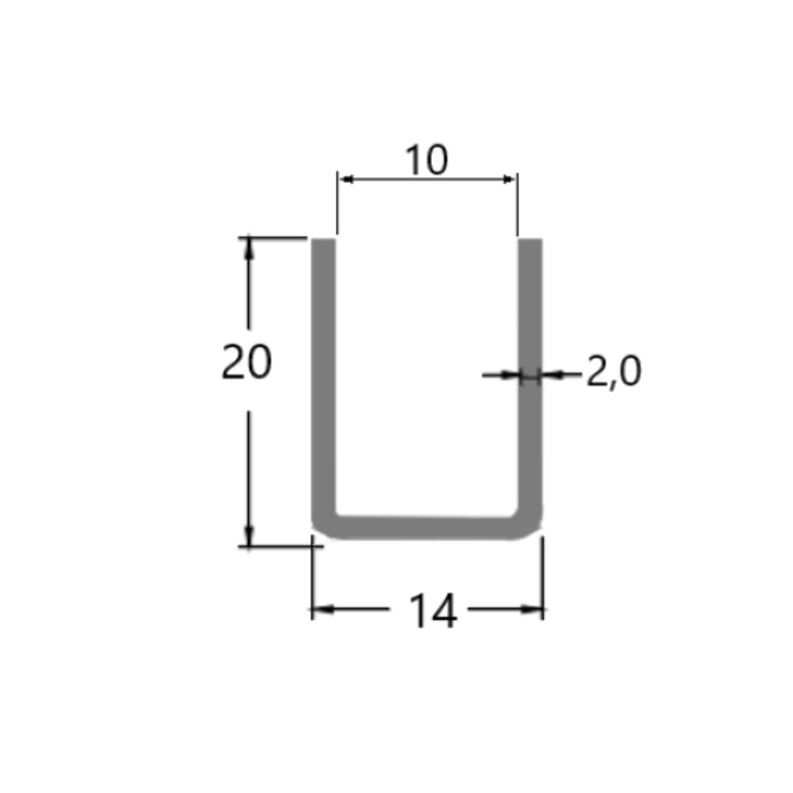 Profil tip U, aluminiu, 14x20mm, KOR-101AL, (3, 0m), negru - eMAG.ro