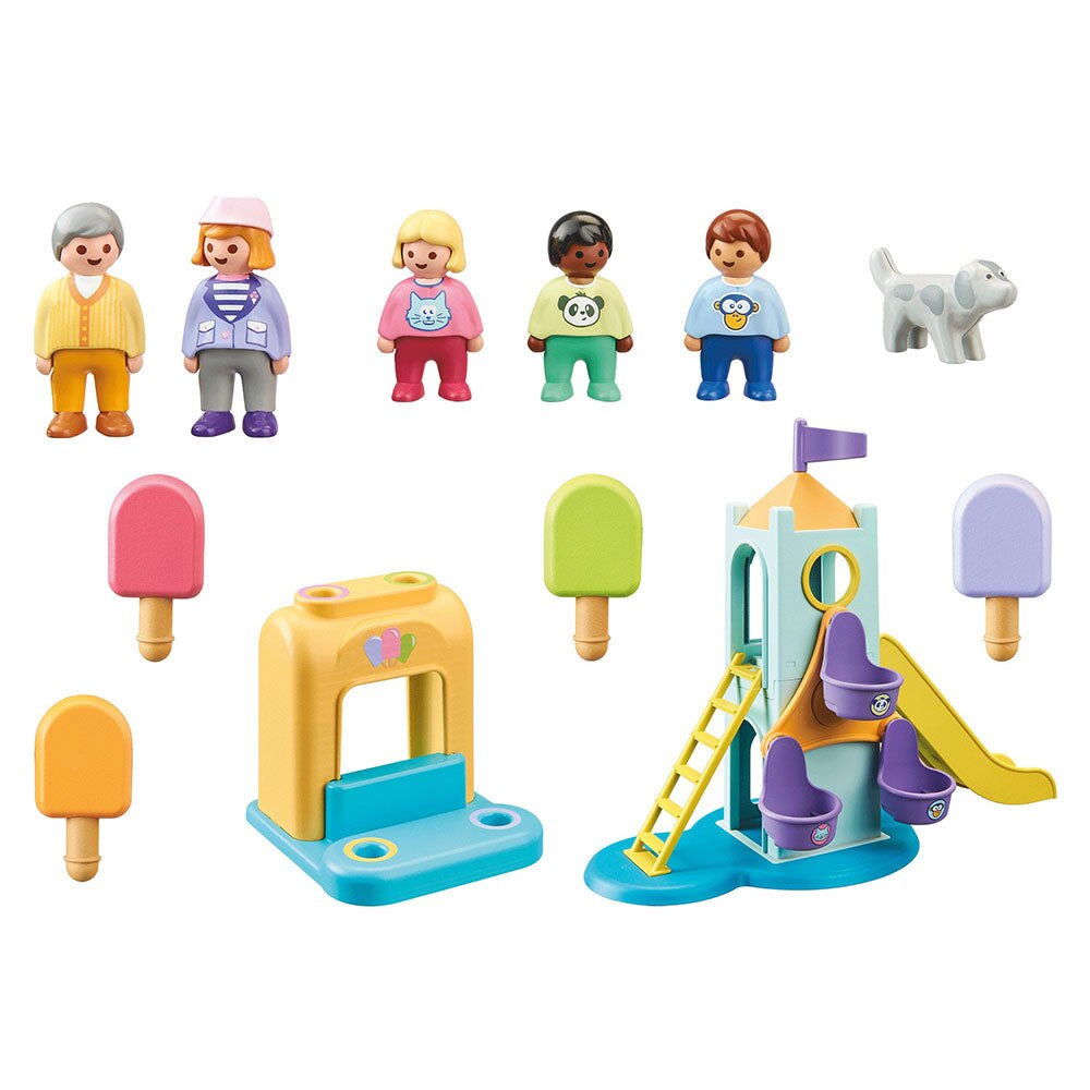 Playmobil 1.2.3 - Castel de aventura cu stand de inghetata - eMAG.ro