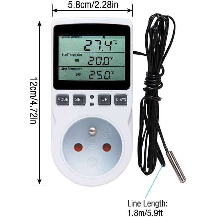 Controler digital de temperatura, Jormftte, Pentru terariu, 230V, LCD ...