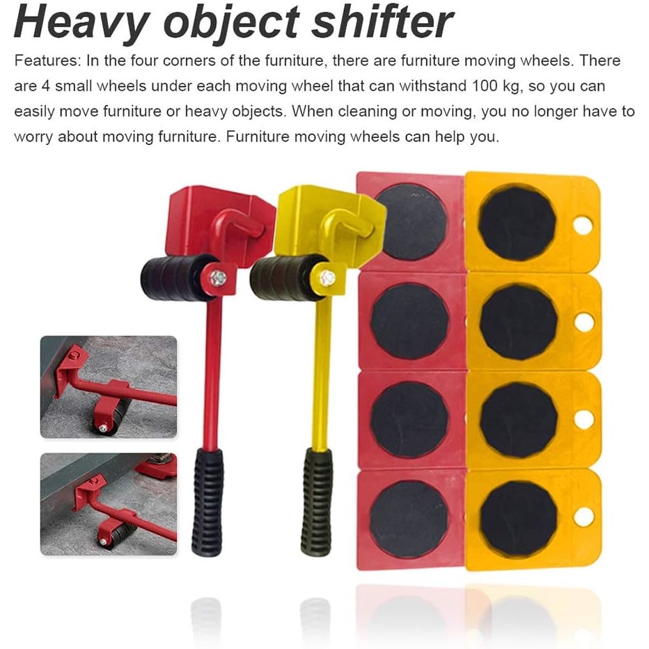 Set de roti pentru mobila, Jormftte, pentru ridicare si deplasare, rosu ...