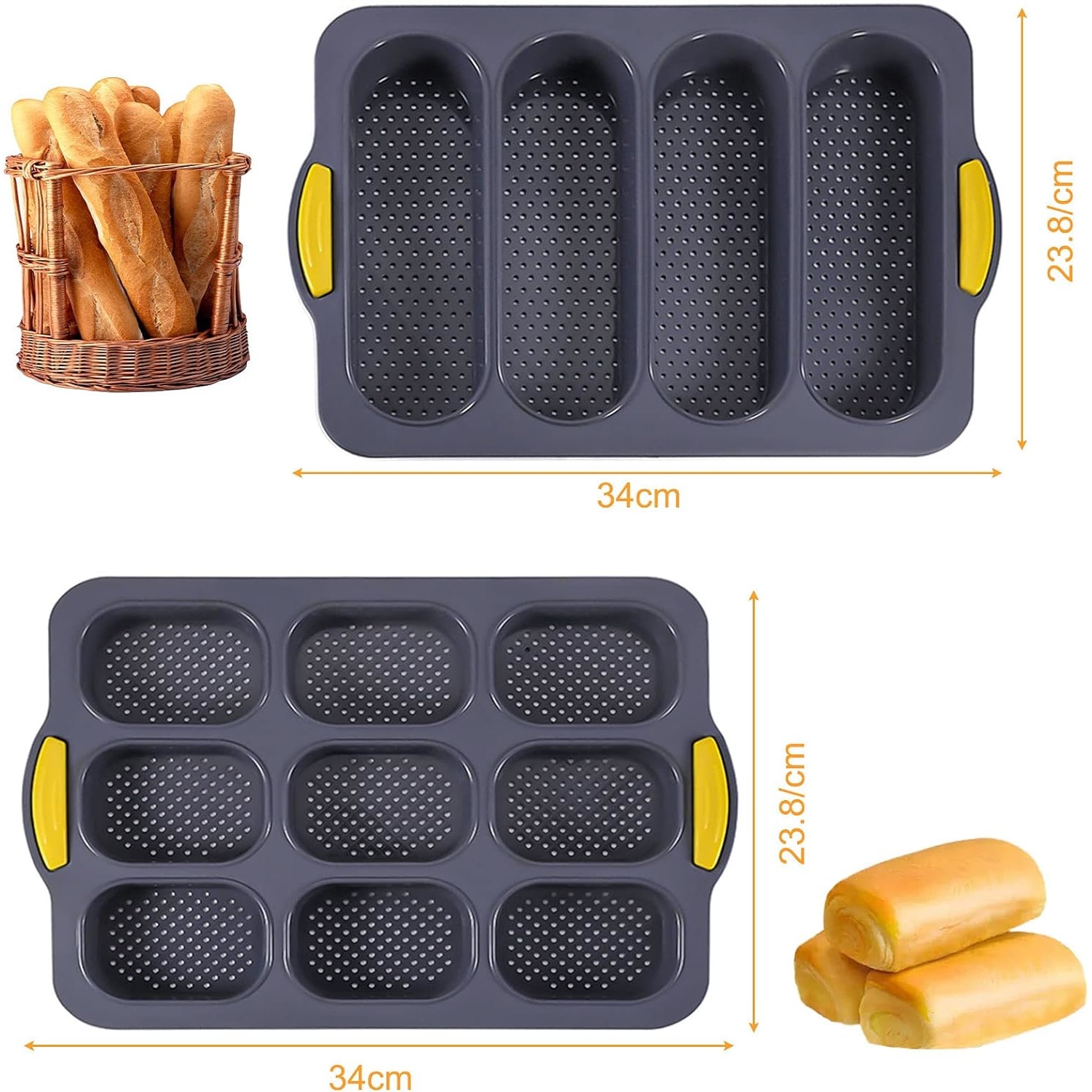 Set 2 forme baghete si 2 pensule, Mmgoqqt, Silicon, Negru - eMAG.ro