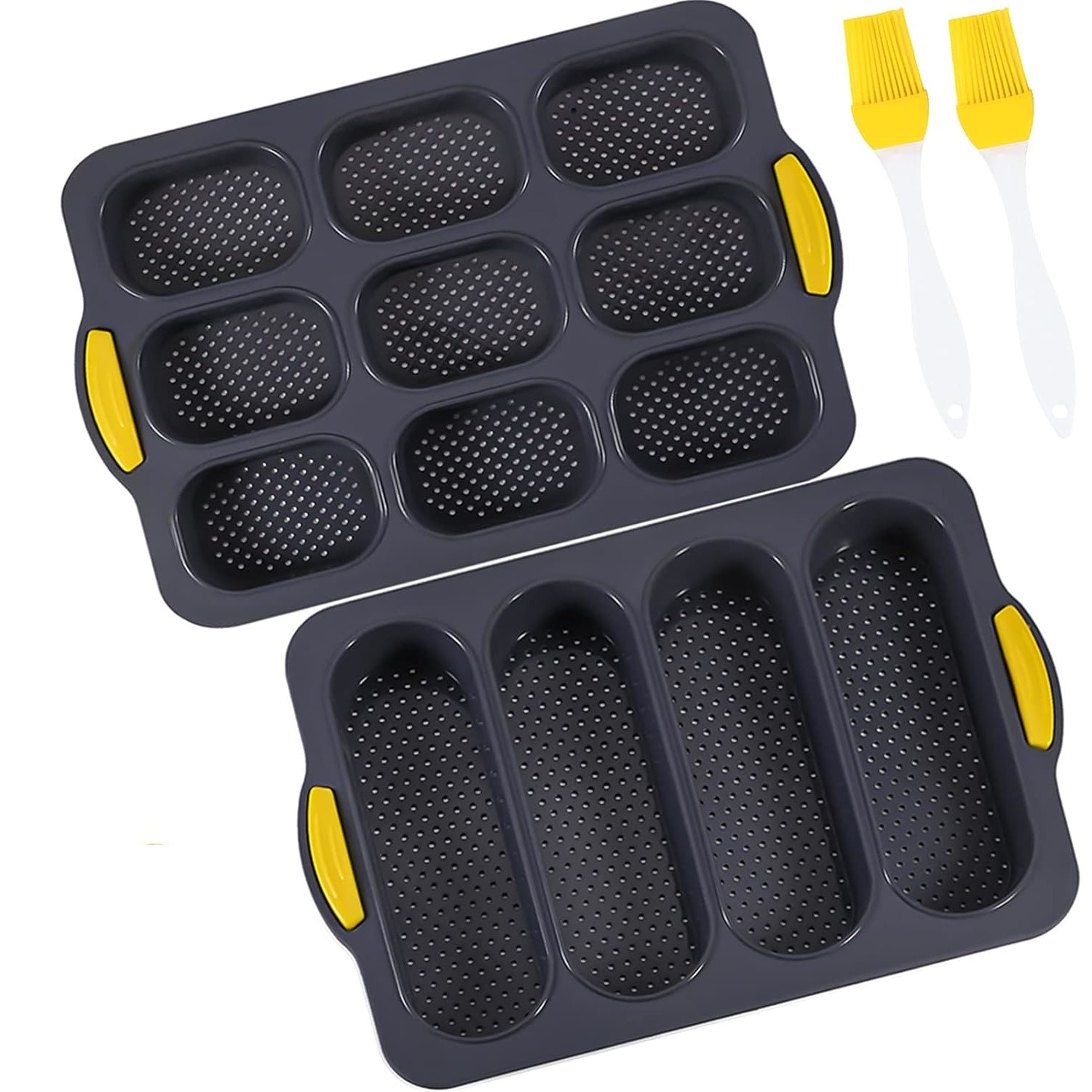 Set 2 forme baghete si 2 pensule, Mmgoqqt, Silicon, Negru - eMAG.ro