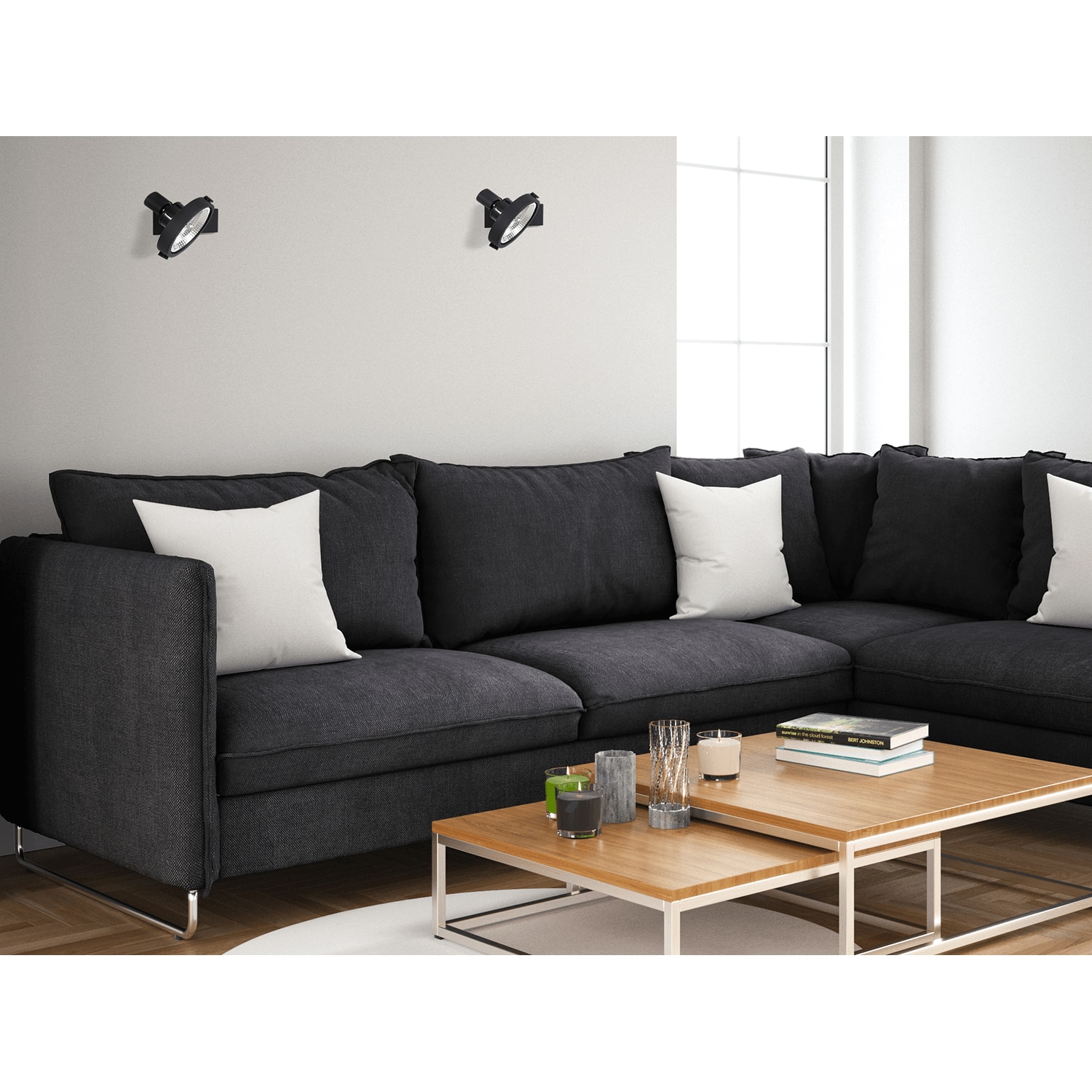 LED Leon x1 AR111 felszíni fali/mennyezeti lámpatest, matt fekete ...