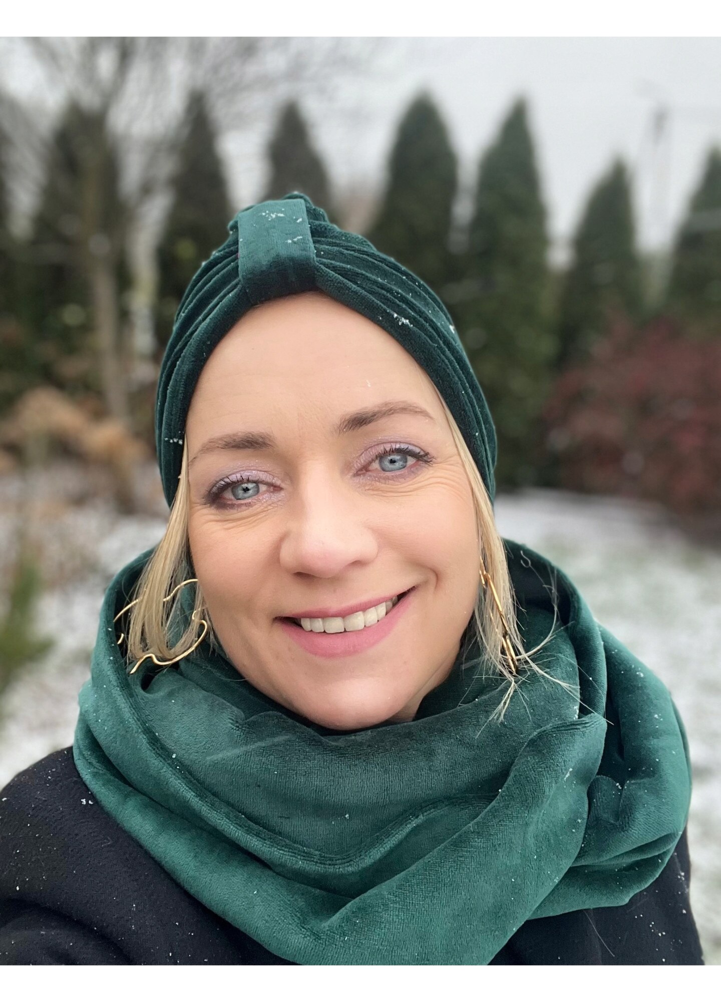 Set turban si esarfa Emma, Eva Design, Catifea, Verde, One Size - eMAG.ro