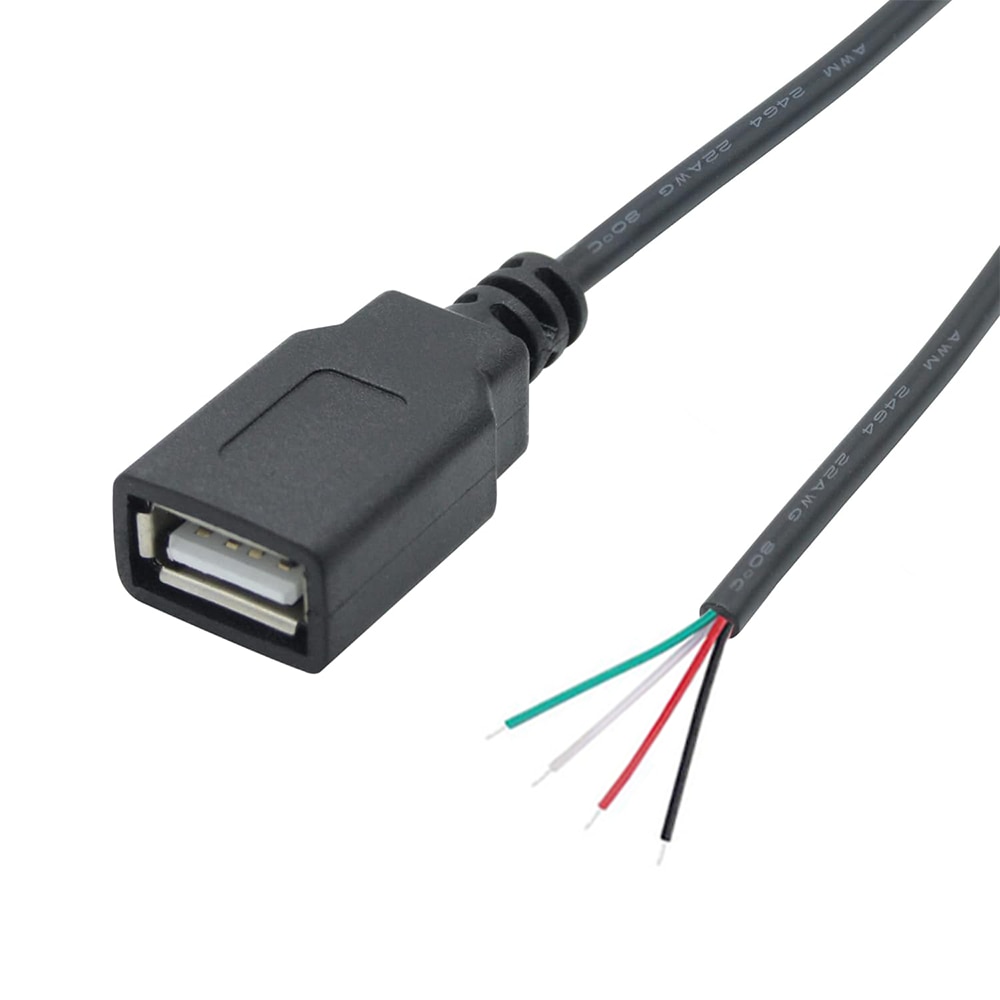 Cablu cu mufa USB A 2.0 mama la 4 fire deschise, 25 cm, negru - eMAG.ro