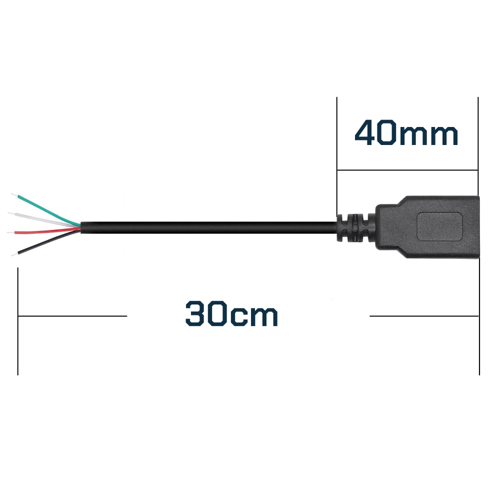 Cablu cu mufa USB A 2.0 mama la 4 fire deschise, 25 cm, negru - eMAG.ro