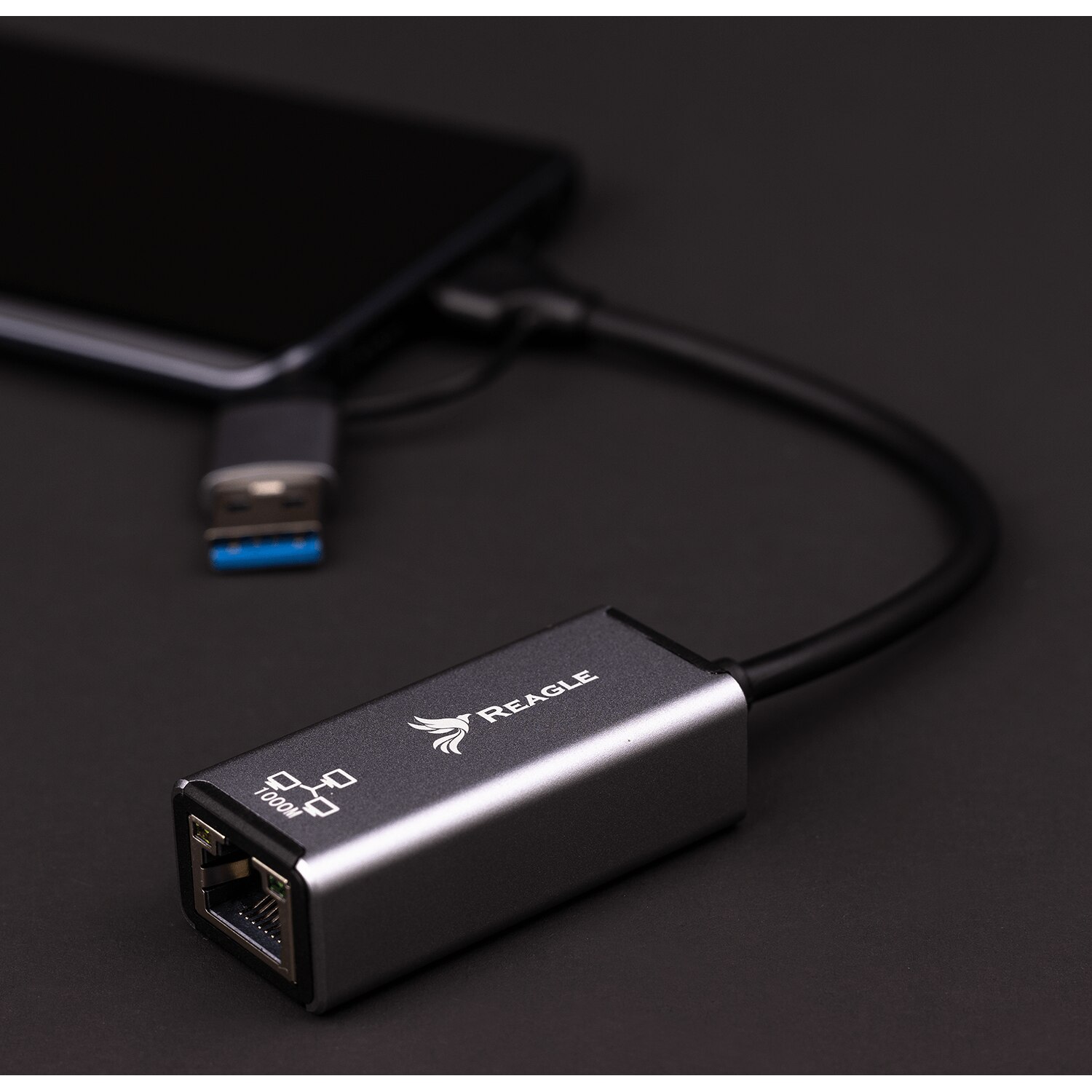Adaptor USB RJ45 LAN 2In1 USB 3.2 USB-C 1000 Mbps Gigabite M1 M2 Reagle ...