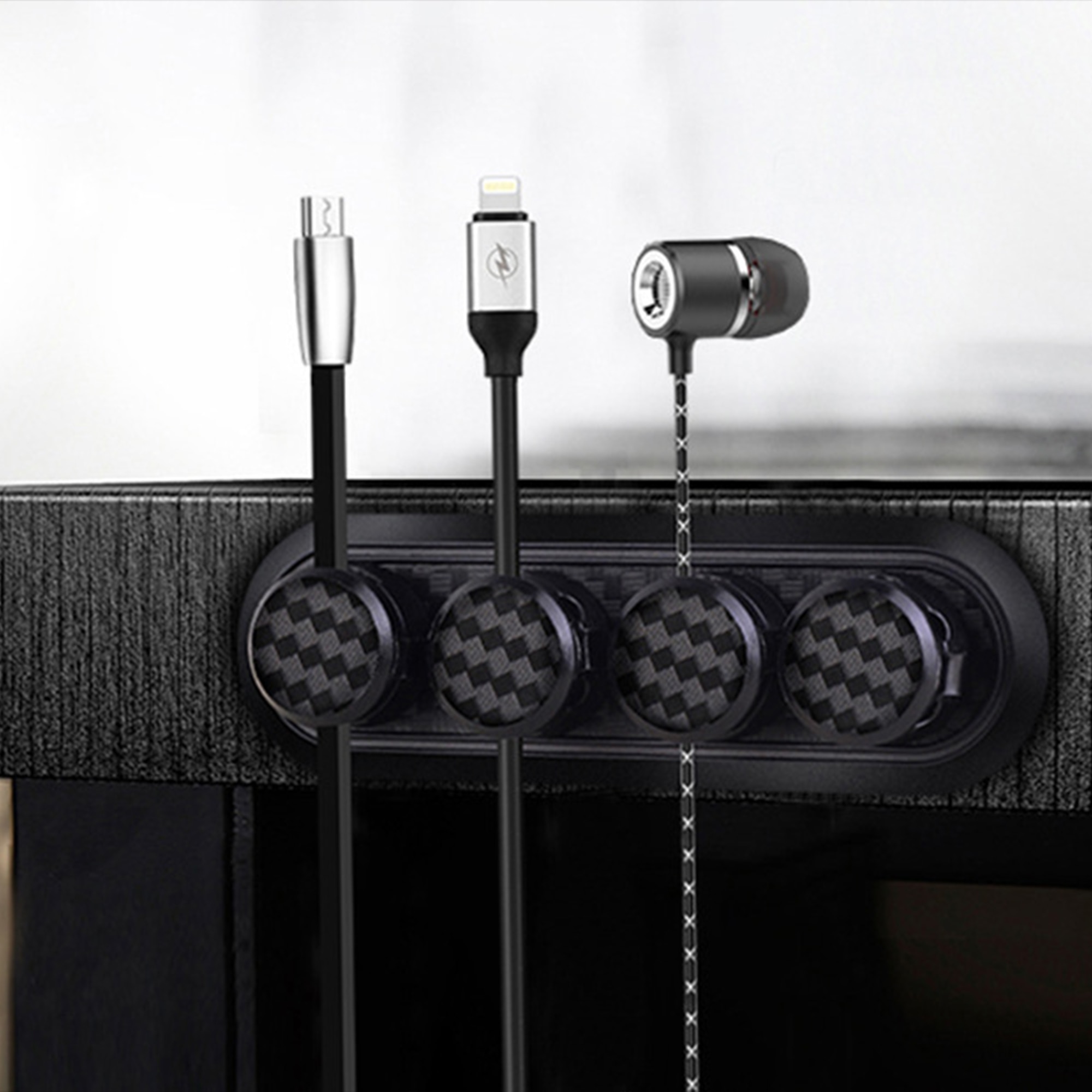 Organizator de cabluri Timebox, cu 4 locuri, Reutilizabil, Autoadeziv ...