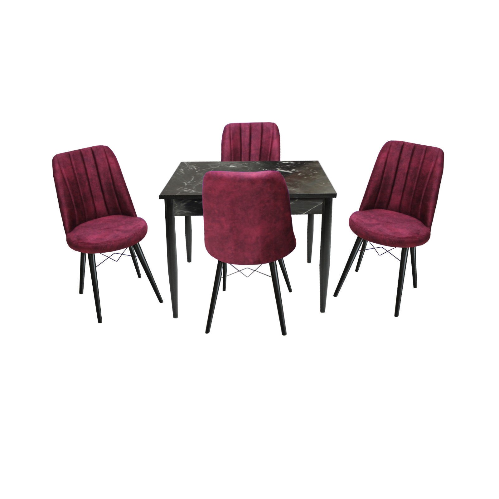 Set masa fixa Bronze Deco Negru Marmorat cu 4 scaune Apollo ...