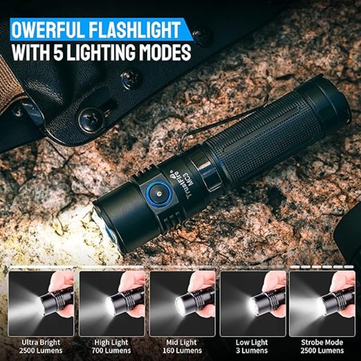 Lanterna LED Profesionala TrustFire MC3, incarcare magnetica USB, 2500 ...