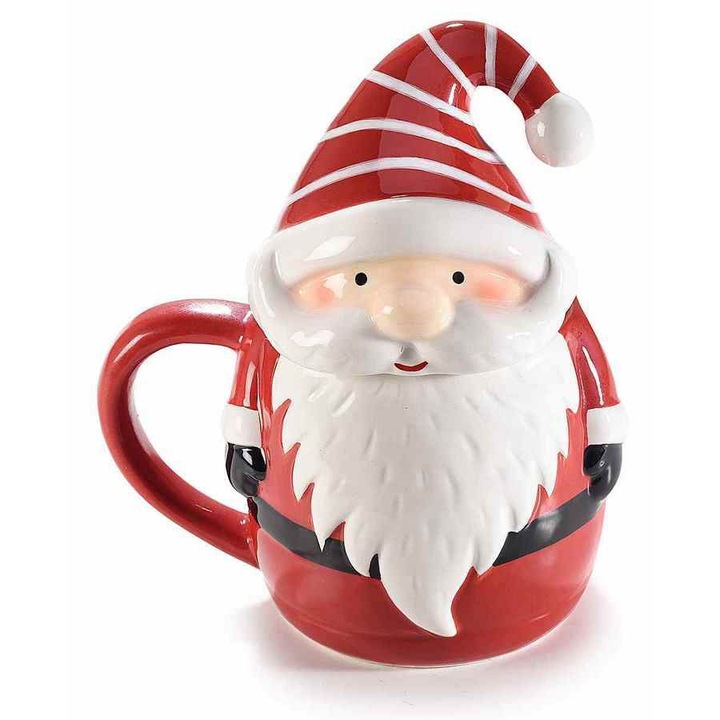 Cana ceramica Mos Craciun 9.5x8.5 cm, 400 ml - eMAG.ro