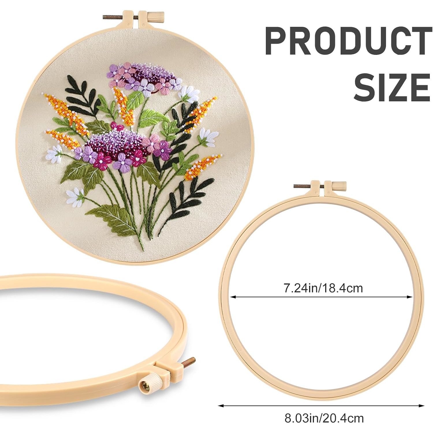 Kit broderie, modele florale, 4 seturi, 20 cm, Multicolor - eMAG.ro