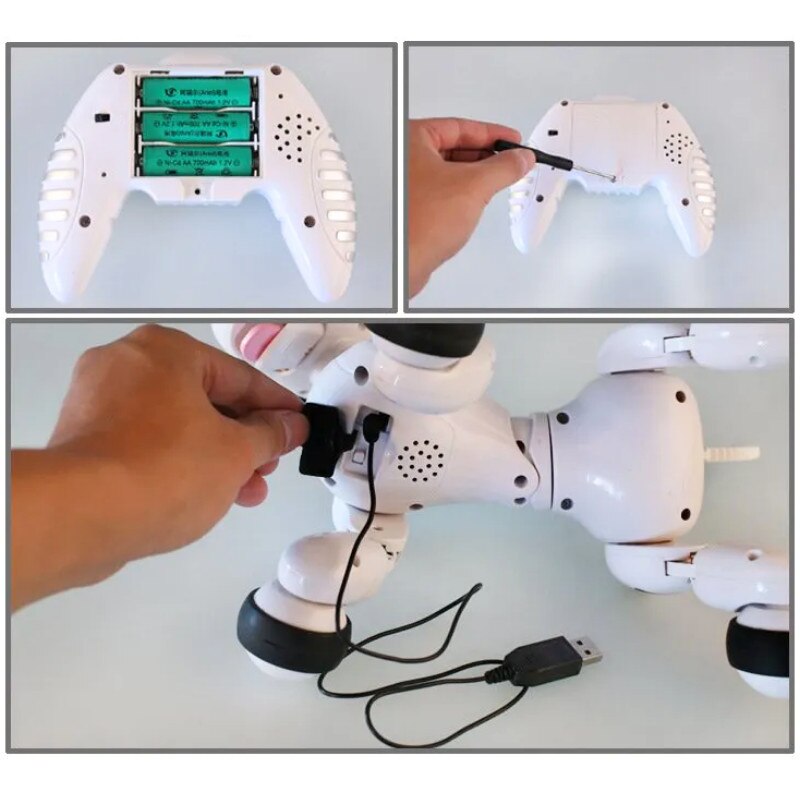 Robot Catel interactiv iUni Smart-Dog, telecomanda cu 24 comenzi, Alb ...