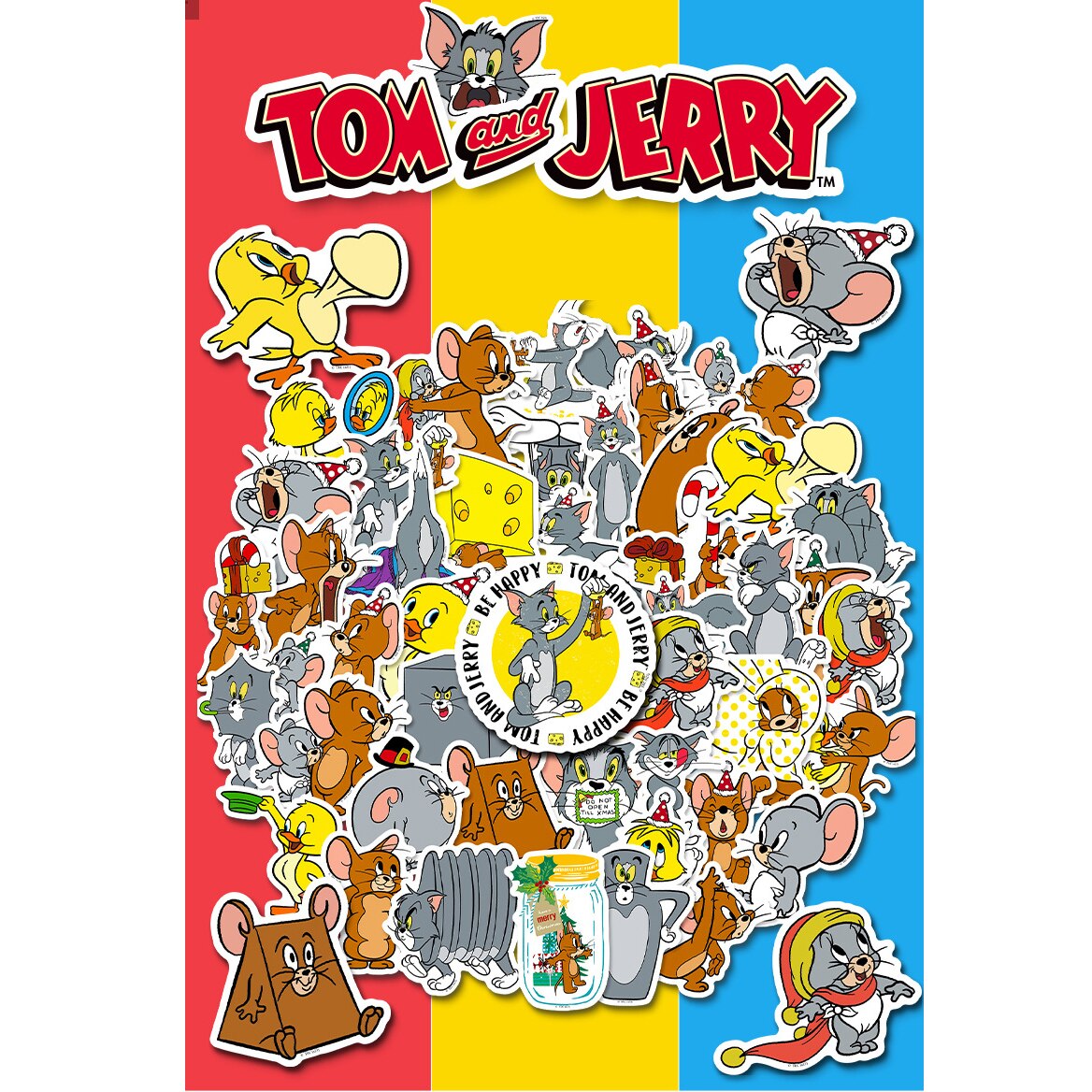 Set stickere autoadezive 50 bucati, AEWOYAD, Tom & Jerry, Waterproof ...