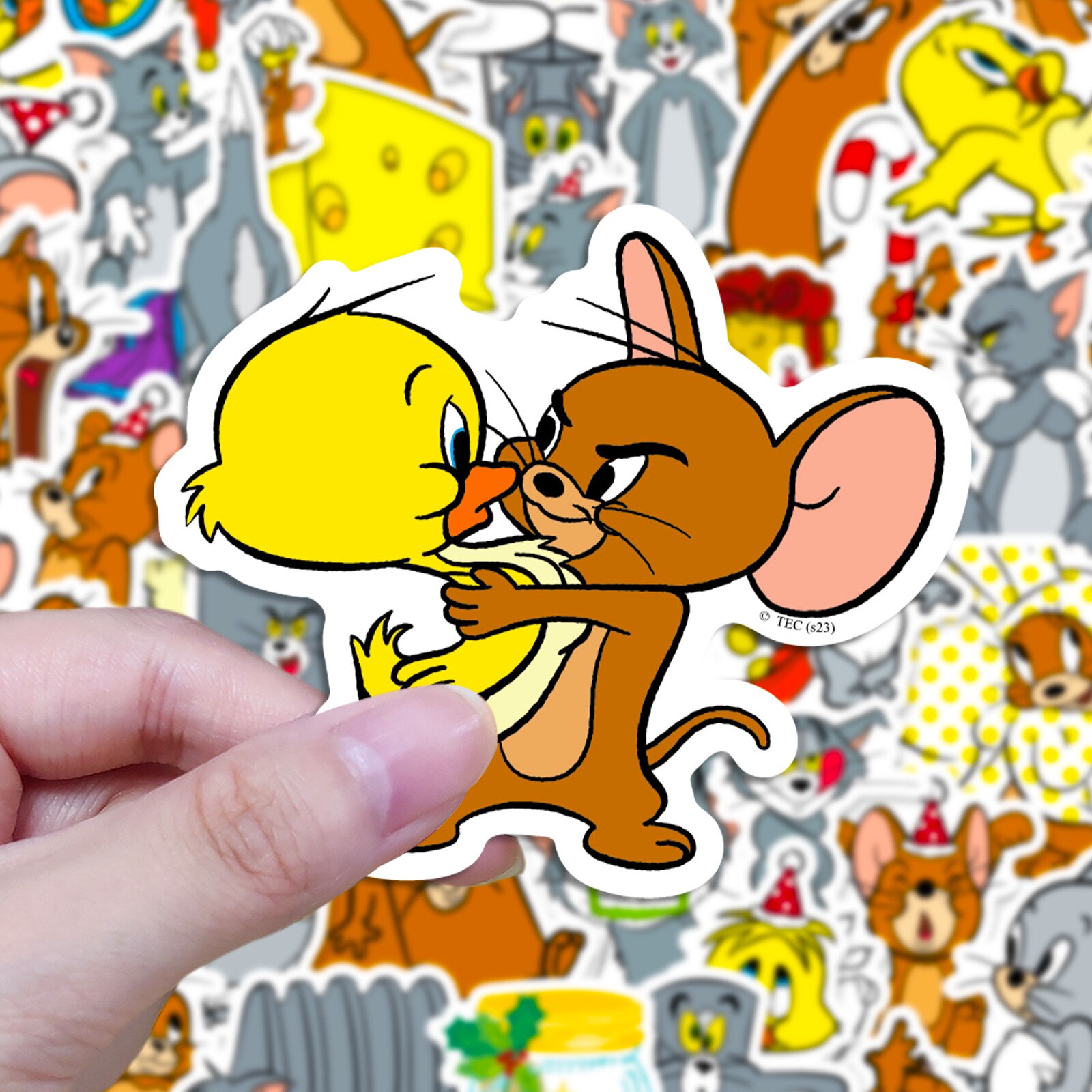 Set stickere autoadezive 50 bucati, AEWOYAD, Tom & Jerry, Waterproof ...