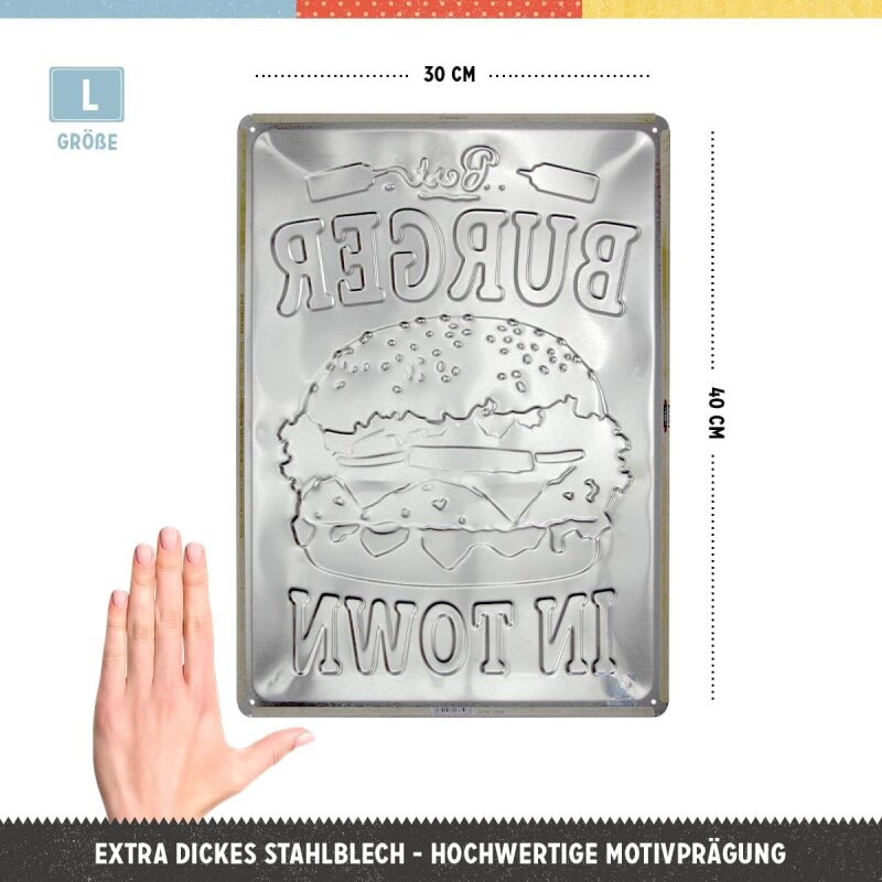 Placa decor 30x40 Best Burger in Town - eMAG.ro