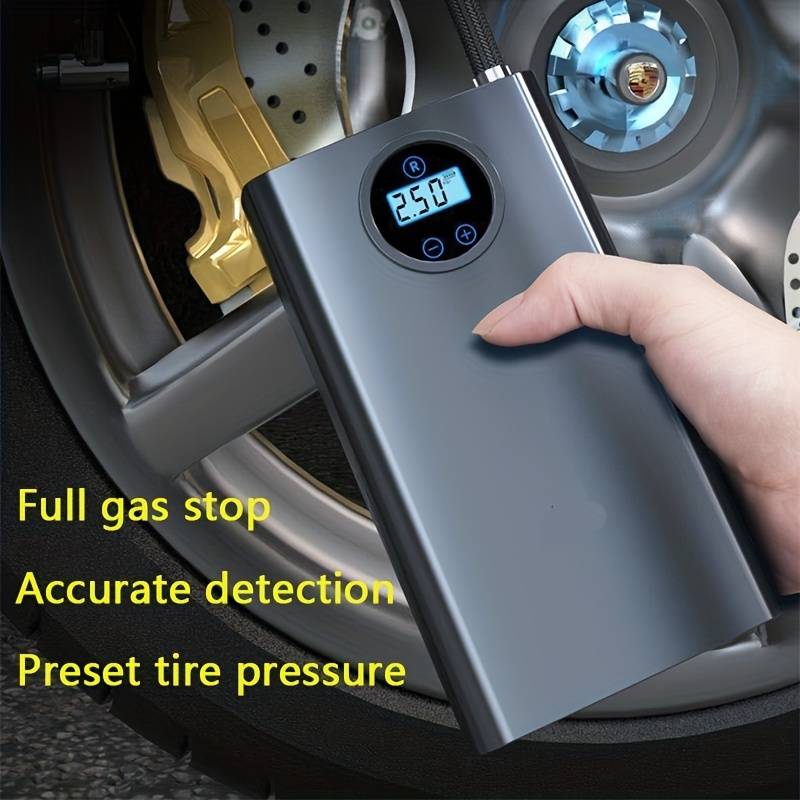 Mini compresor auto smart, portabil, 10 bari, pompa cu acumulator de ...