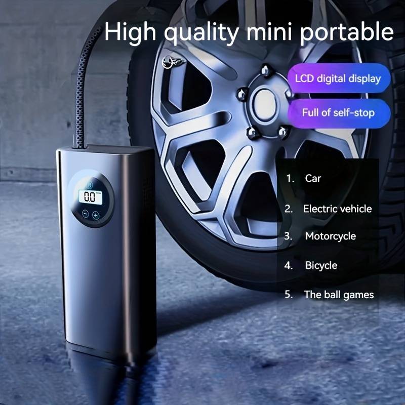 Mini compresor auto smart, portabil, 10 bari, pompa cu acumulator de ...