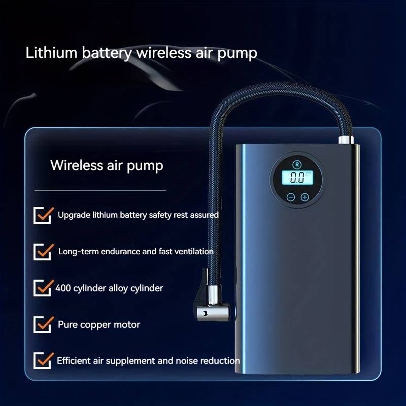 Mini compresor auto smart, portabil, 10 bari, pompa cu acumulator de ...