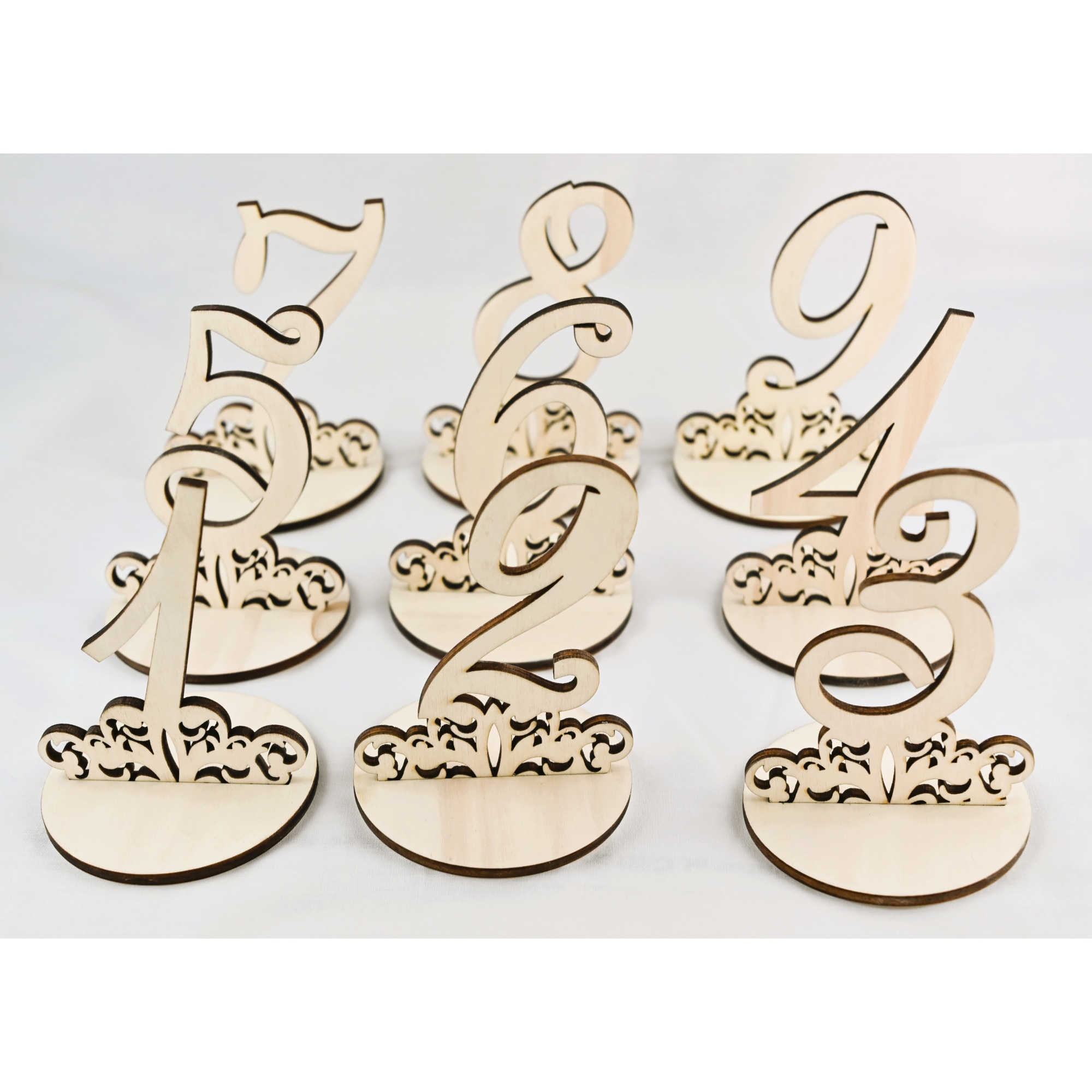 Set 10 numere masa nunta, din lemn natur de 4 mm, 120x100mm - eMAG.ro