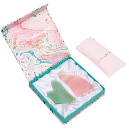 Set pentru masaj facial cu jad verde si cuart roz, pietre pure si ...