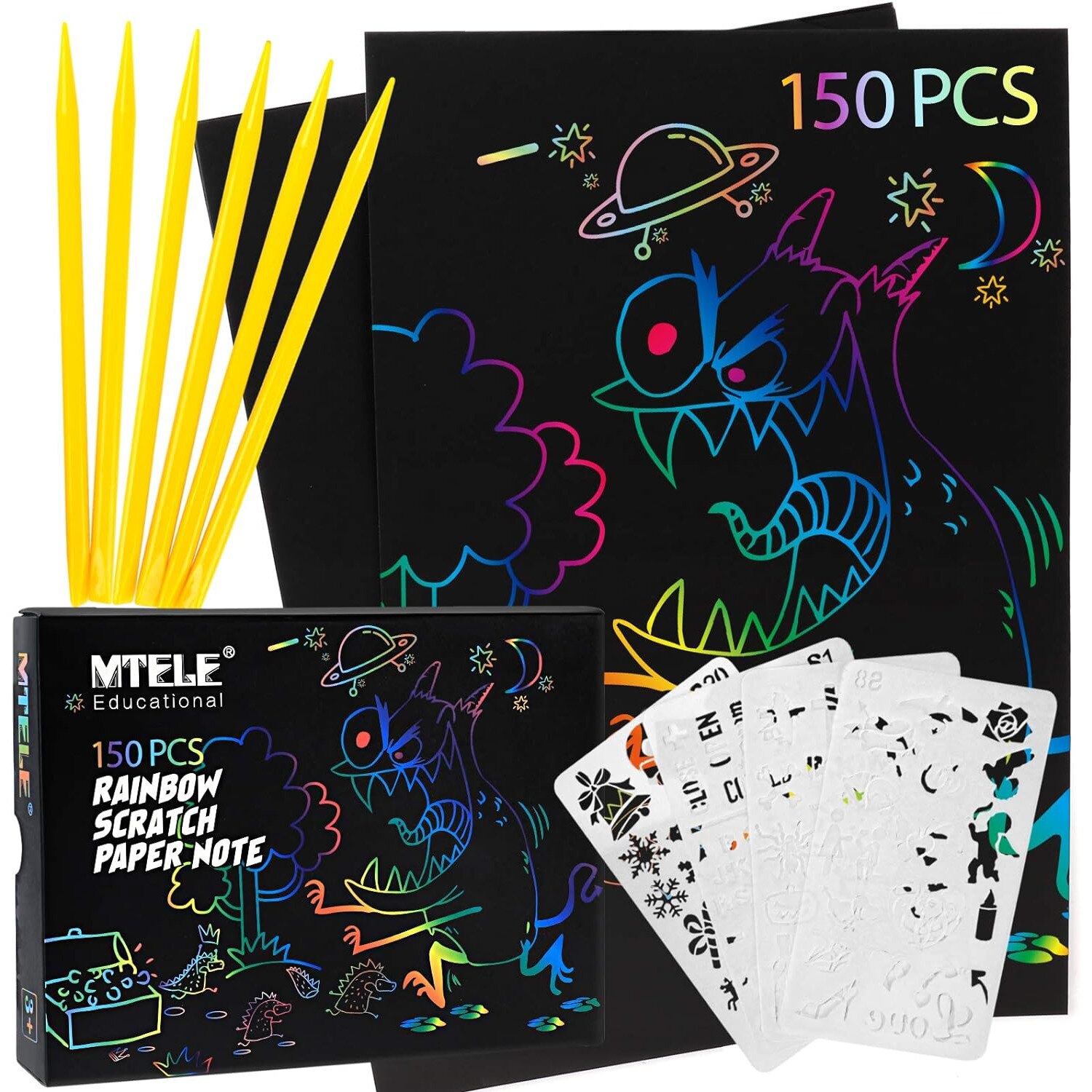 Set Creatie pentru copii, 150 piese, planse curcubeu razuibile, Rainbow ...