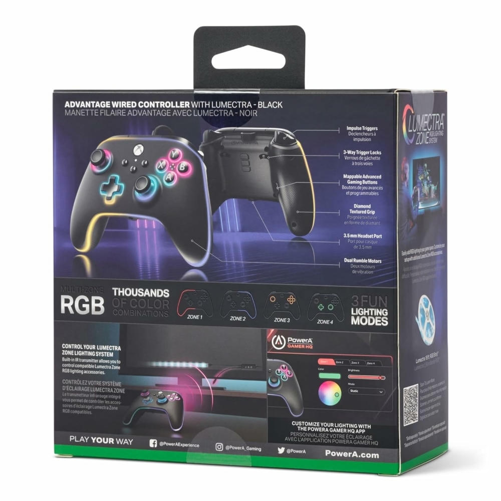 Controller cu fir PowerA Advantage Lumectra, Xbox Series X, S, Xbox One ...