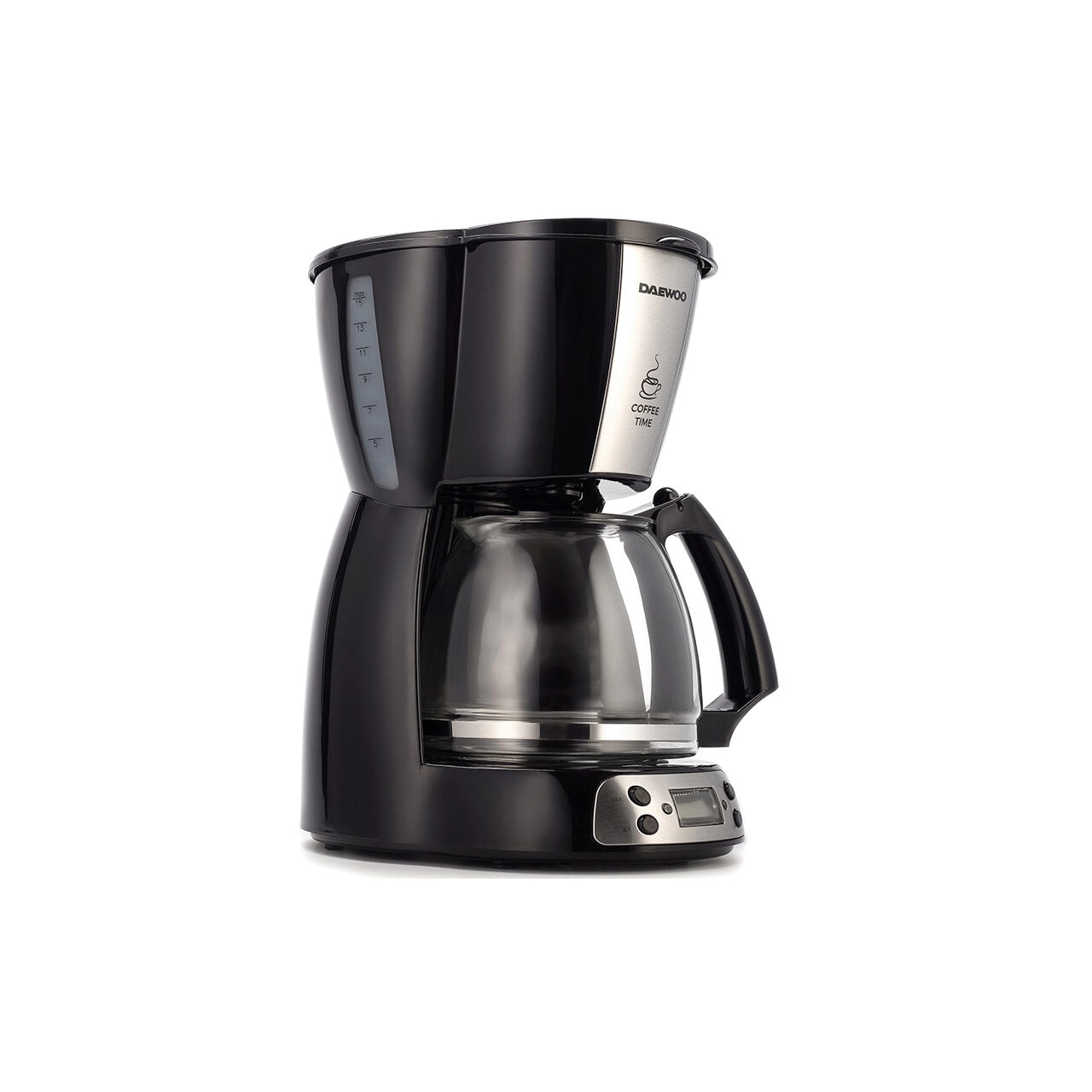 Cafetiera cu display digital, 900W, capacitate 1.5 l, Negru-Argintiu ...