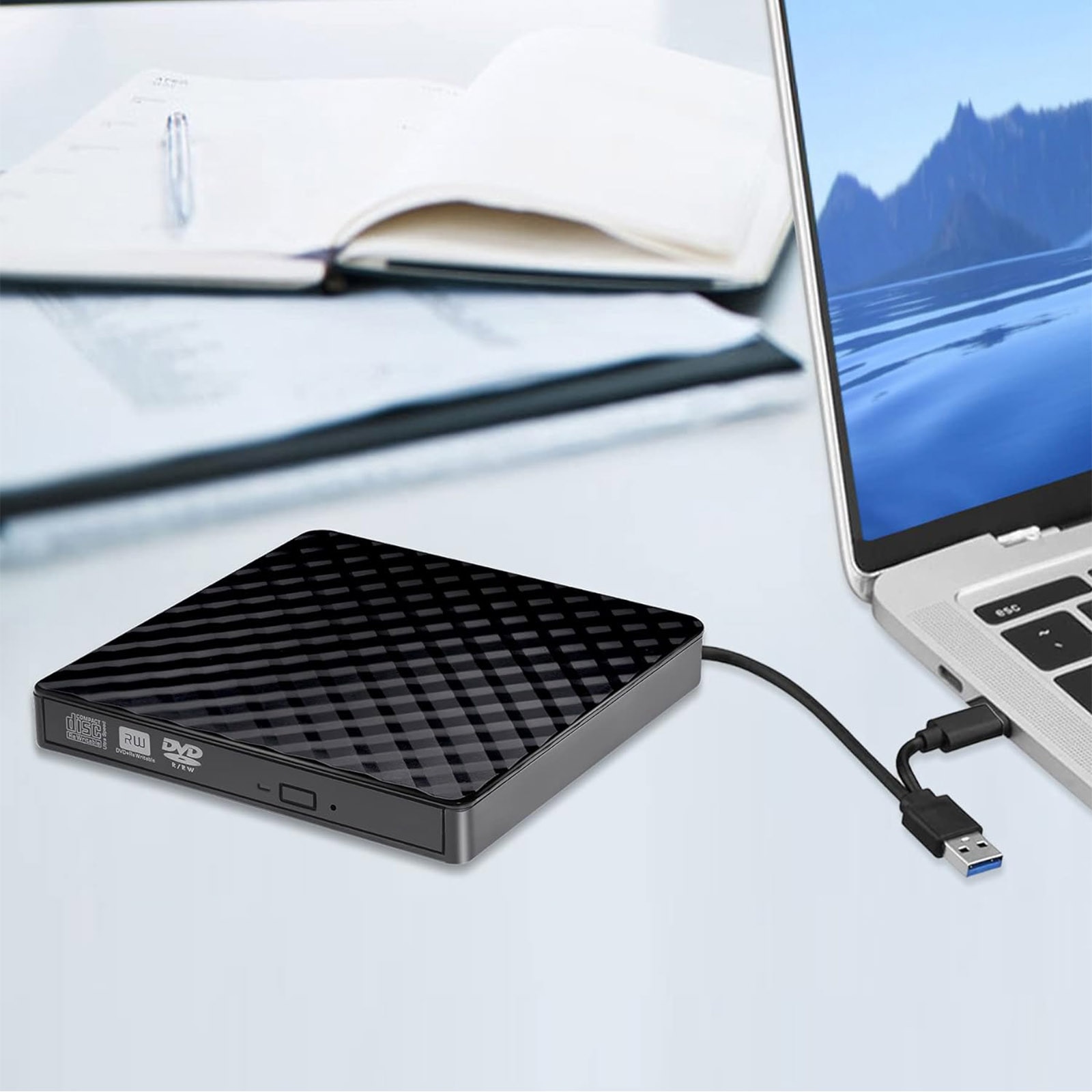 Unitate CD/DVD externa, NUODWELL, USB 3.0/Type-c, Plug & Play, Design ...