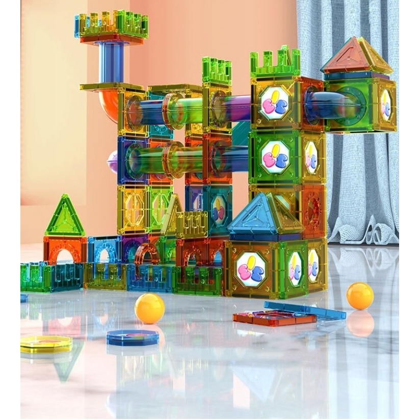 Blocuri de constructie magnetic copii, 68 Piese, Multicolor - eMAG.ro