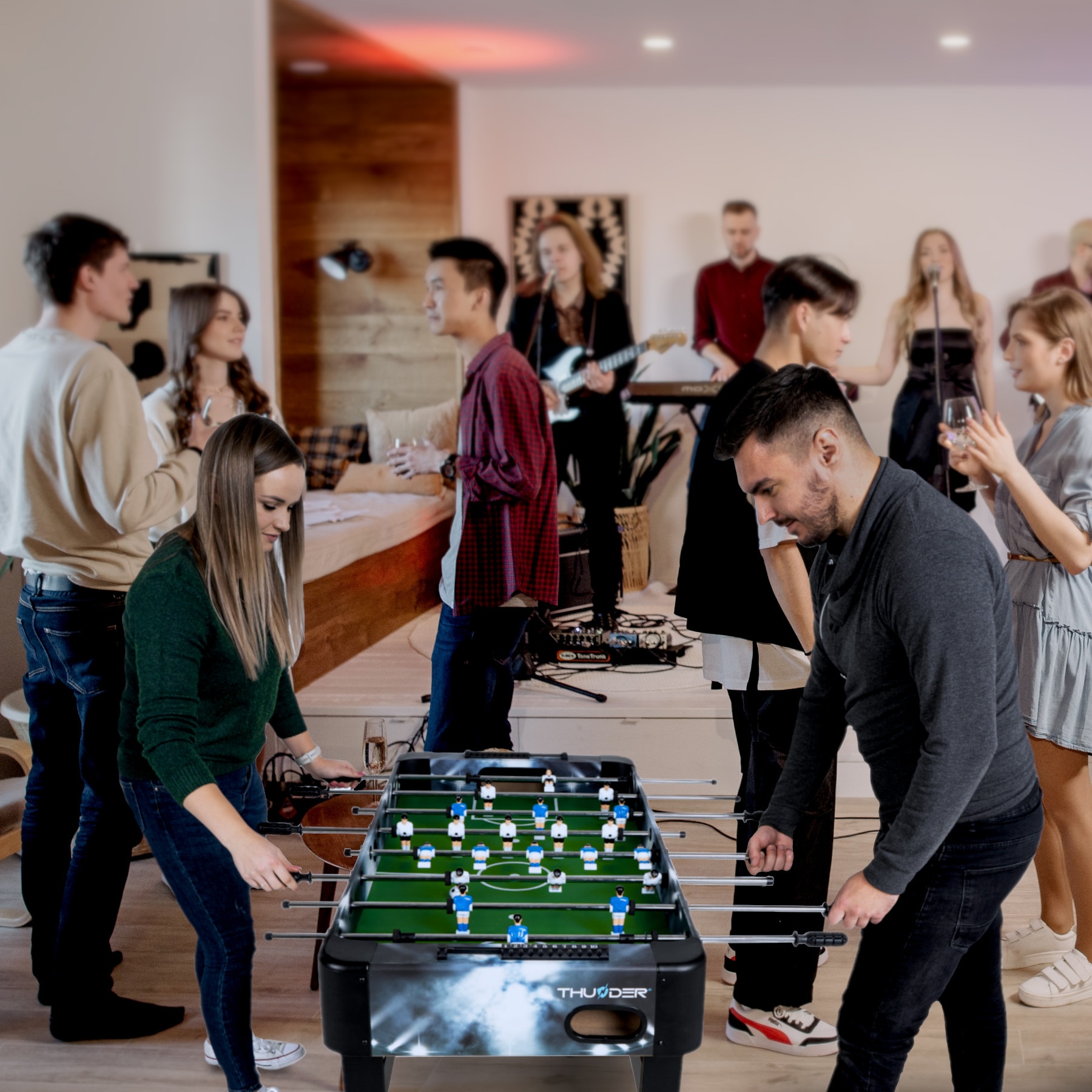 Masa Foosball, Thunder, 4Ft Light, 122x61.5x80.5 cm, Contoare de goluri ...