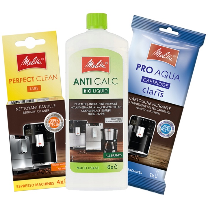 Kit intretinere aparate de cafea, Melitta, 4 pastile de curatare ...