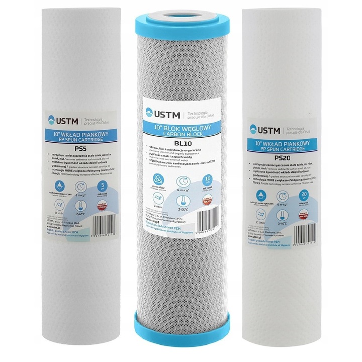 Set cartuse filtrare apa, UST-M, Osmoza inversa, Carbon activ - eMAG.ro