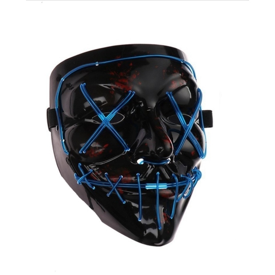 Masca de petrecere fara fir luminoasa de Halloween, lumina albastra, 3 ...