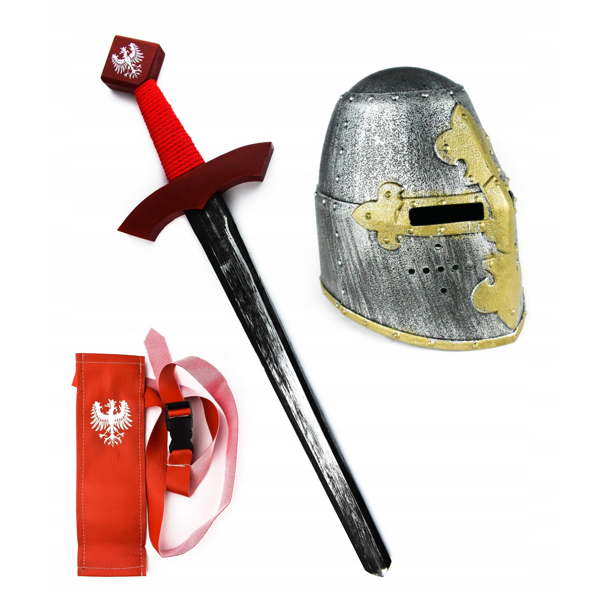 Set sabie/coif cavaler, Lemn, 60 cm, Argintiu - eMAG.ro